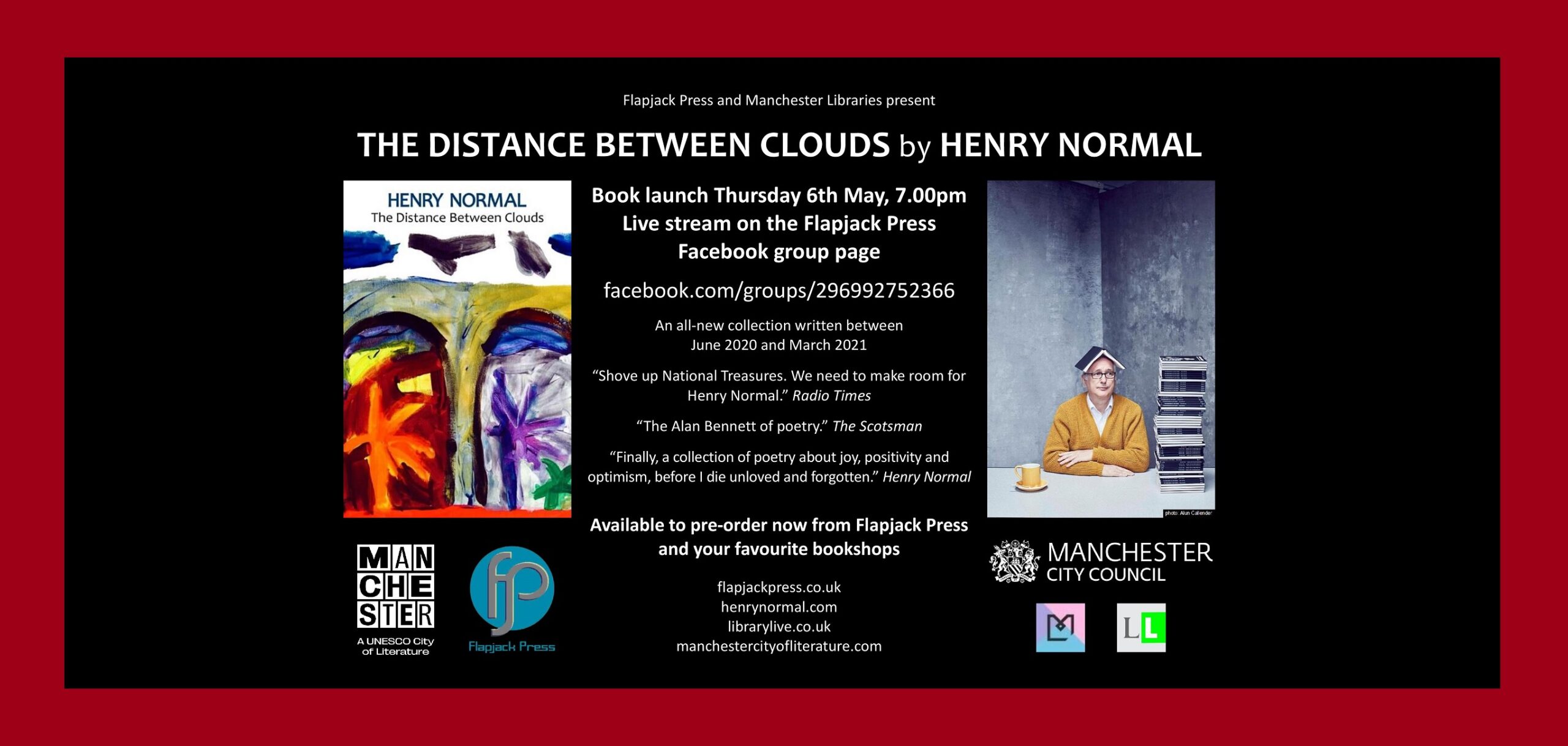 Book launch: The Distance Between Clouds by Henry Normal - Manchester ...