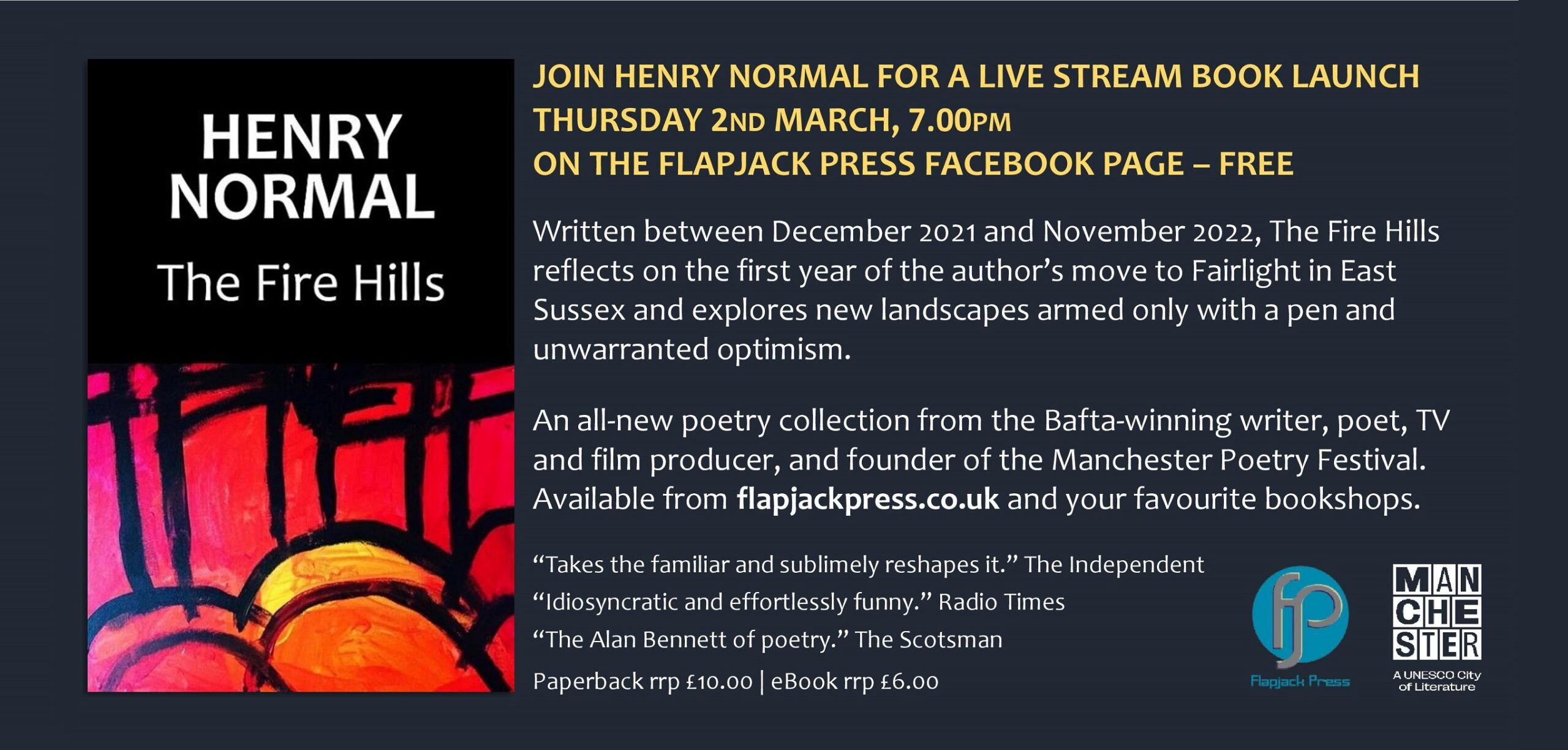 The Fire Hills by Henry Normal - Book Launch - Manchester City of ...