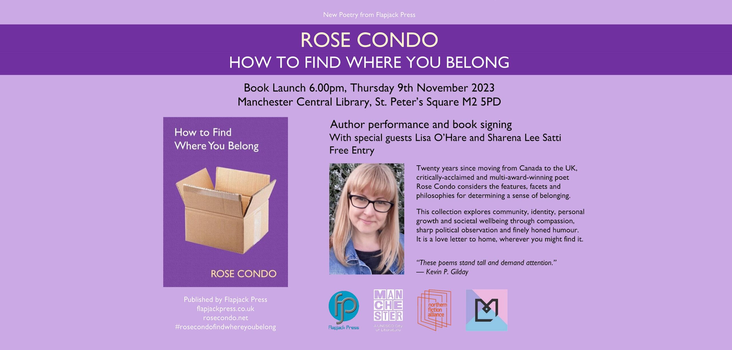 Book Launch: Rose Condo - How to Find Where You Belong - Manchester ...