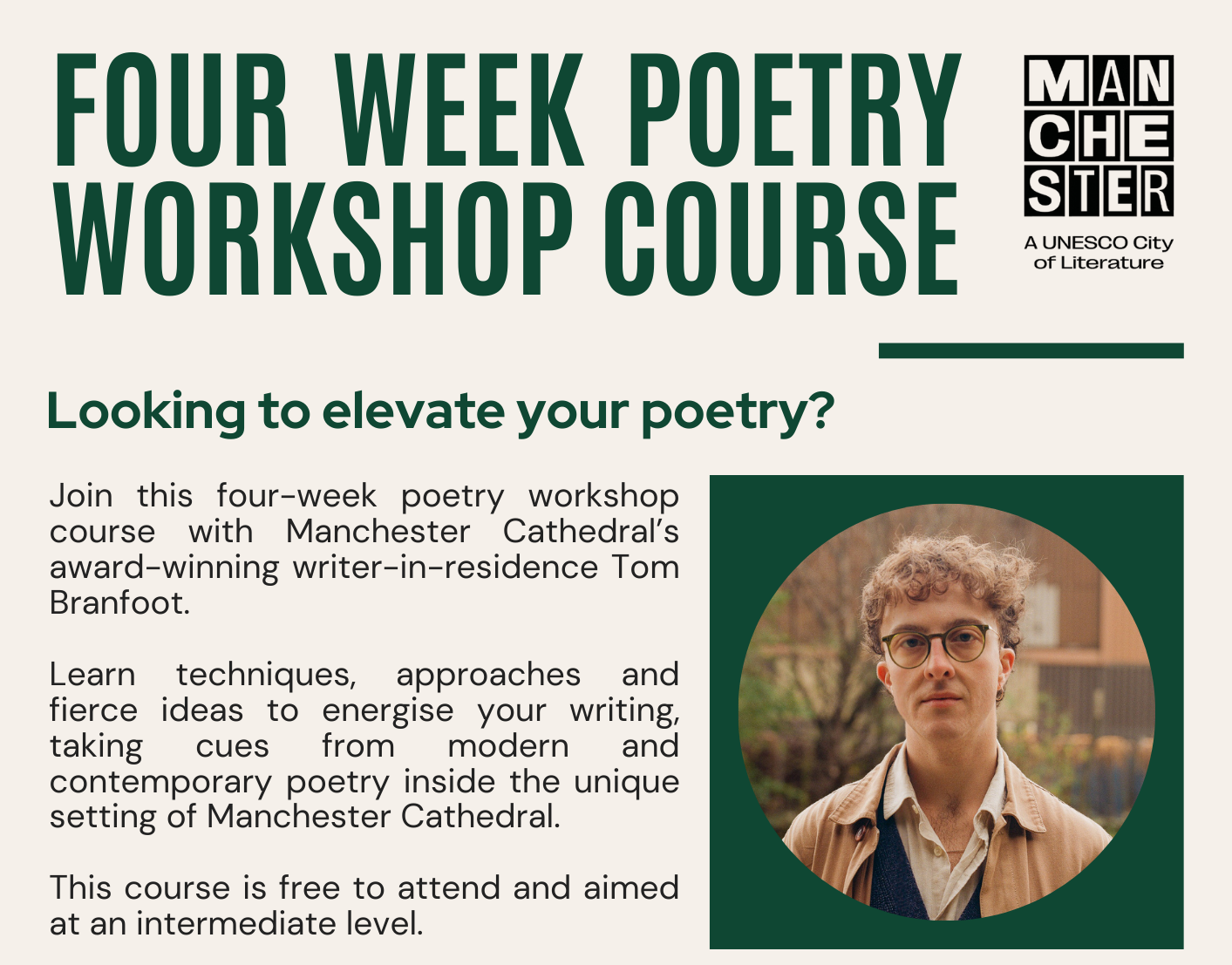 Four Week Poetry Workshop Course at Manchester Cathedral - Manchester ...